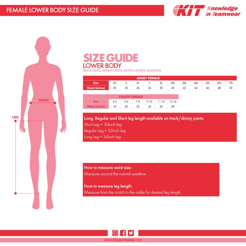 Size Guides - KIT Sportswear