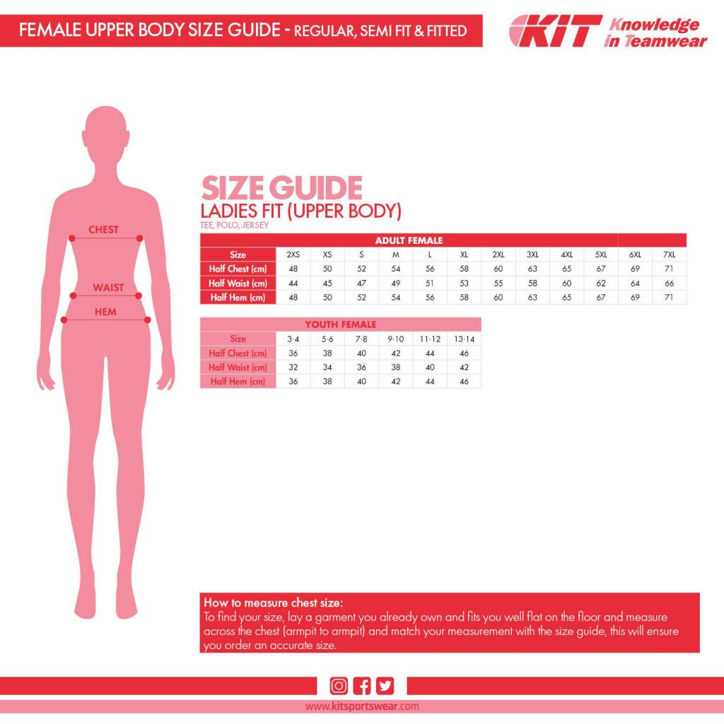 Size Guides - KIT Sportswear